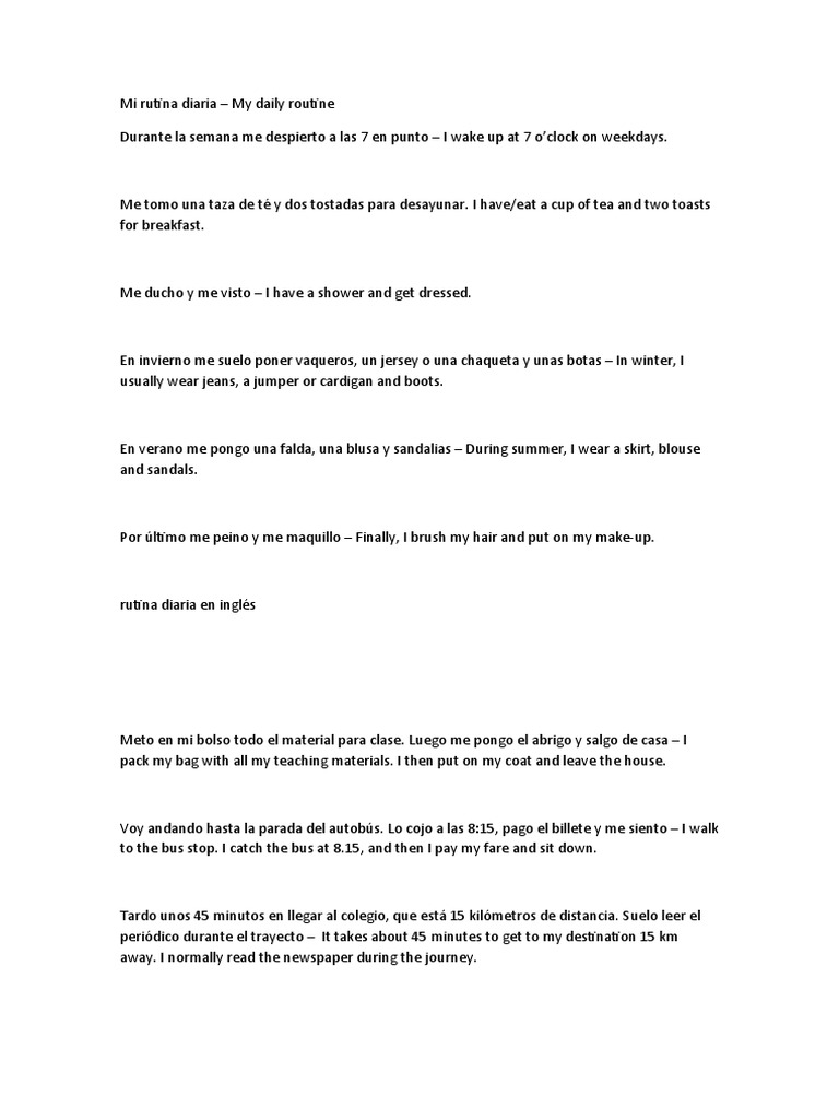 Mi Rutina Diaria | PDF