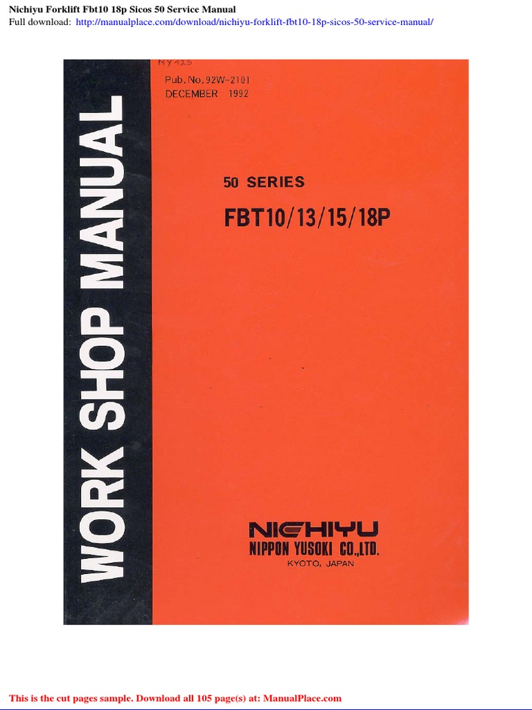 Nichiyu Forklift Fbt10 18p Sicos 50 Service Manual | PDF | Business | Home & Garden