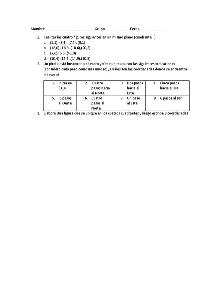 Evaluación de plano cartesiano | PDF Evaluación de plano cartesiano | PDF