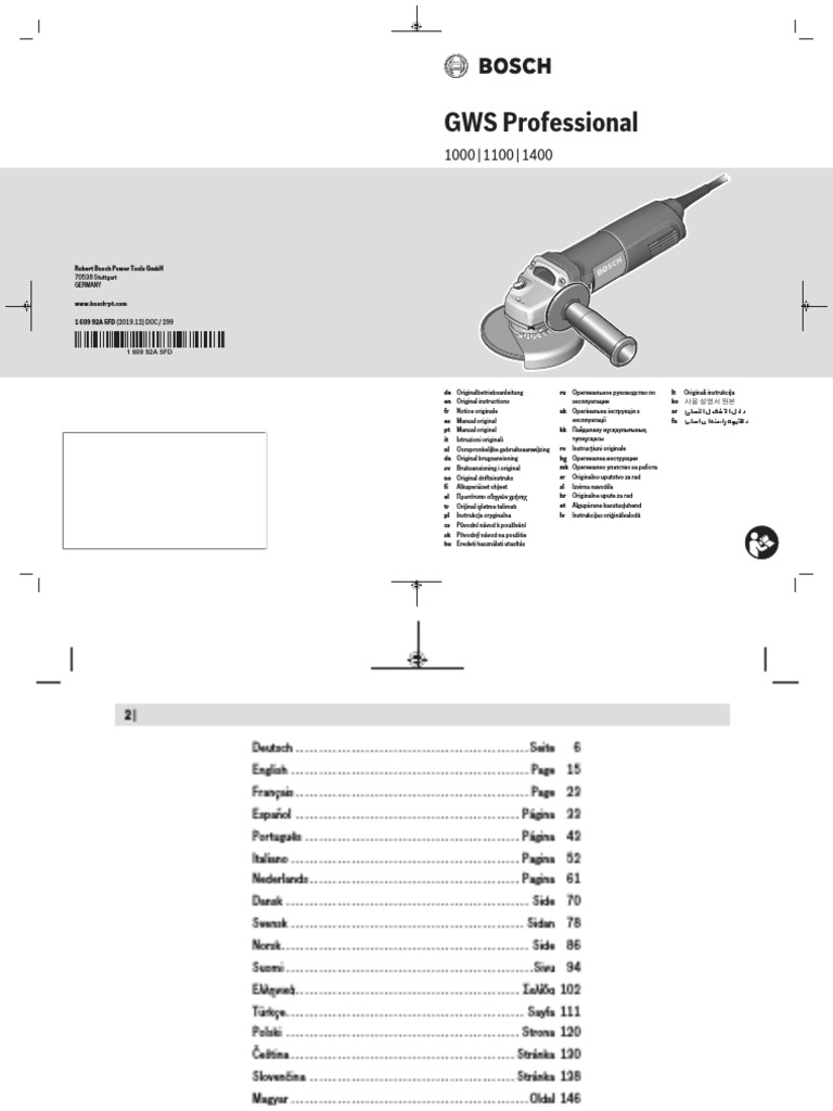 Manual Inst Rebarbadora BOSCH GWS 1000 | PDF