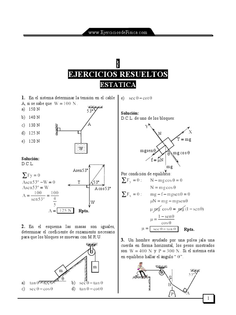 Estática-Ejercicios-Resueltos | PDF | Fricción | Física