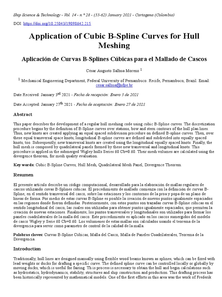 Application of Cubic B Spline Curves For Hull | PDF Application of Cubic B Spline Curves For Hull | PDF