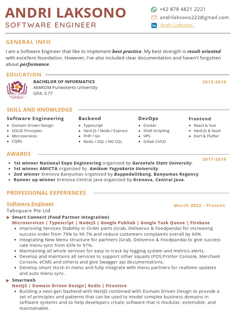 CV - Backend - ANDRI LAKSONO | PDF | Web Application | Software