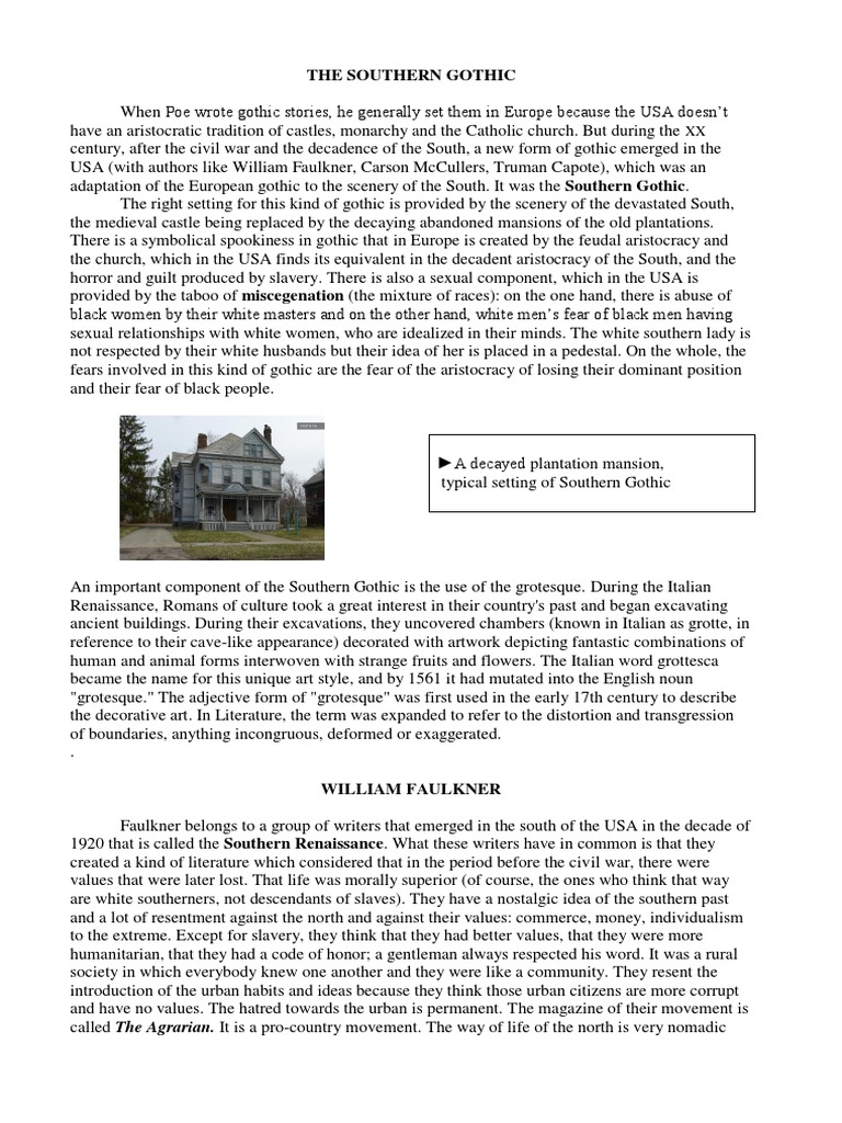 Faulkner The Southern Gothic | PDF | Gothic Fiction | Unconscious Mind