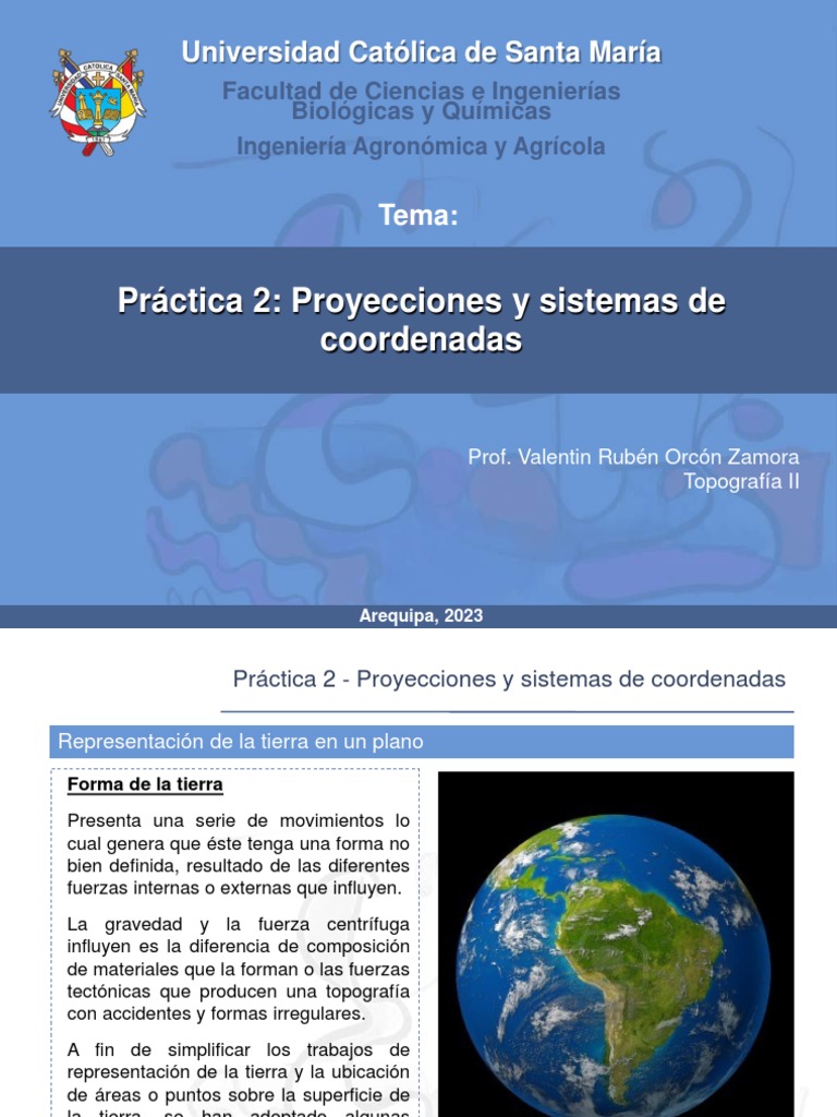 Práctica 2 - Proyecciones y Sistemas de Coordenadas | PDF | Geografía | Geometría