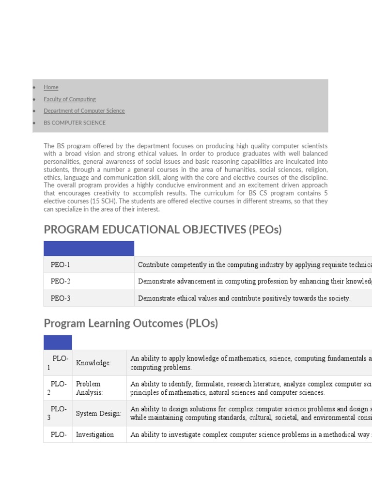 Bs Computer Science | PDF | Computer Science | Science