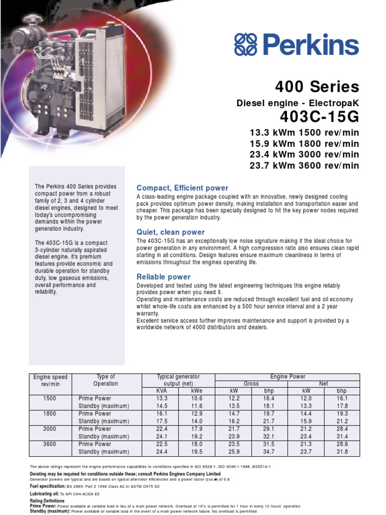 @perkins: 400 Series 403C-15G | PDF | Diesel Engine | Engines