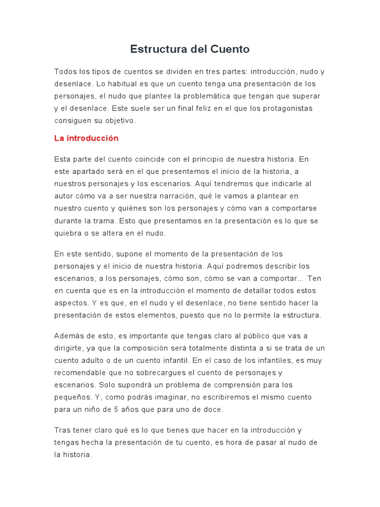 Estructura y partes de un cuento | PDF | Narración | Cuentos