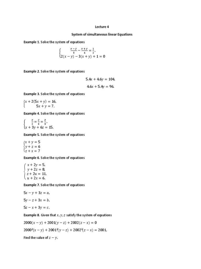 (Lecture 4) System of Simultaneous Linear Equations-2 | PDF