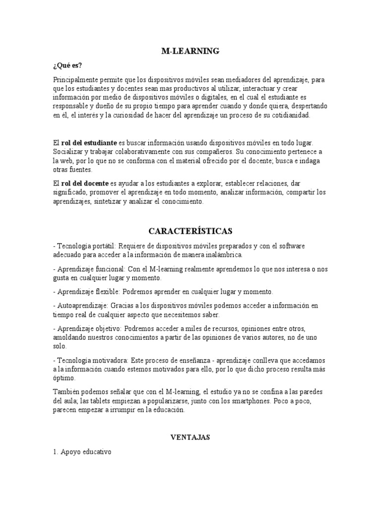 Características M-Learning | PDF | Tableta | Informática