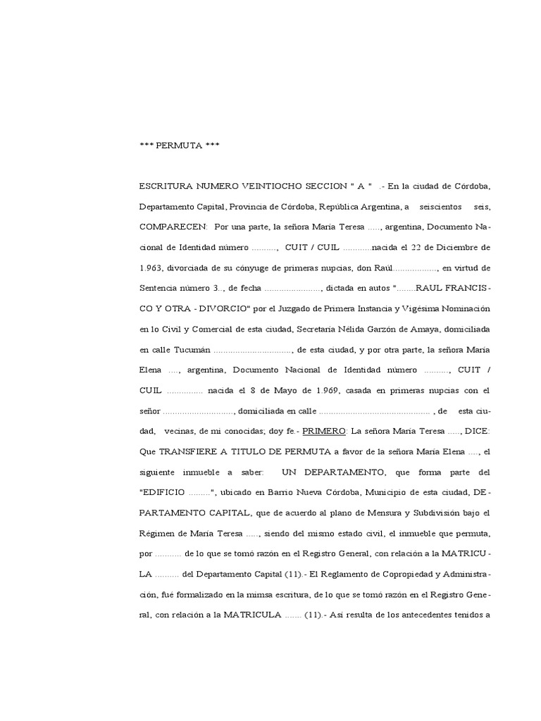 Escritura Permuta | PDF