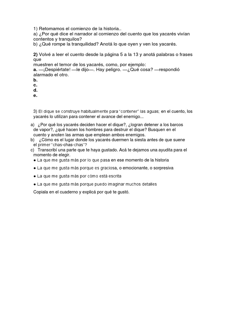 La Guerra de Los Yacarés Actividad 2 | PDF