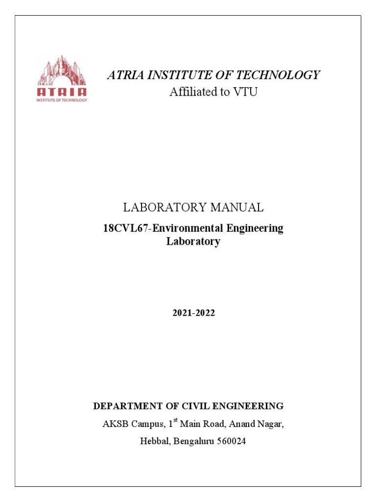 18CVL67 Environmental Engineering Laboratory Manual | PDF | Ph | Titration