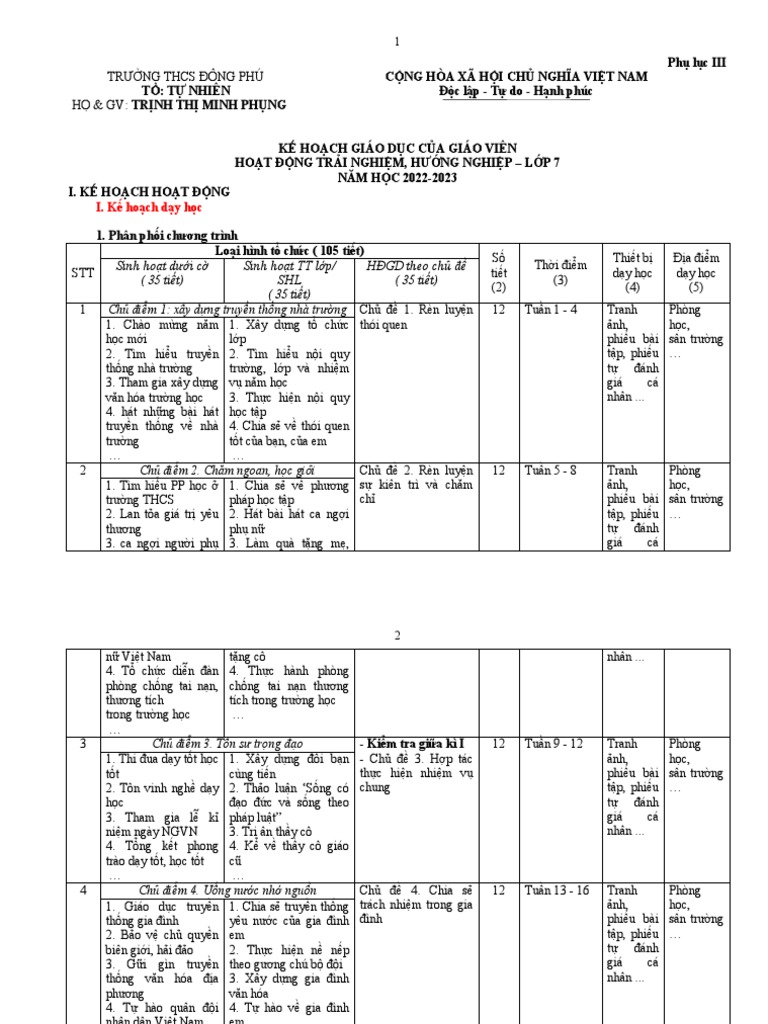 PH L C 3 HDTN 7 2022 - 2023 | PDF