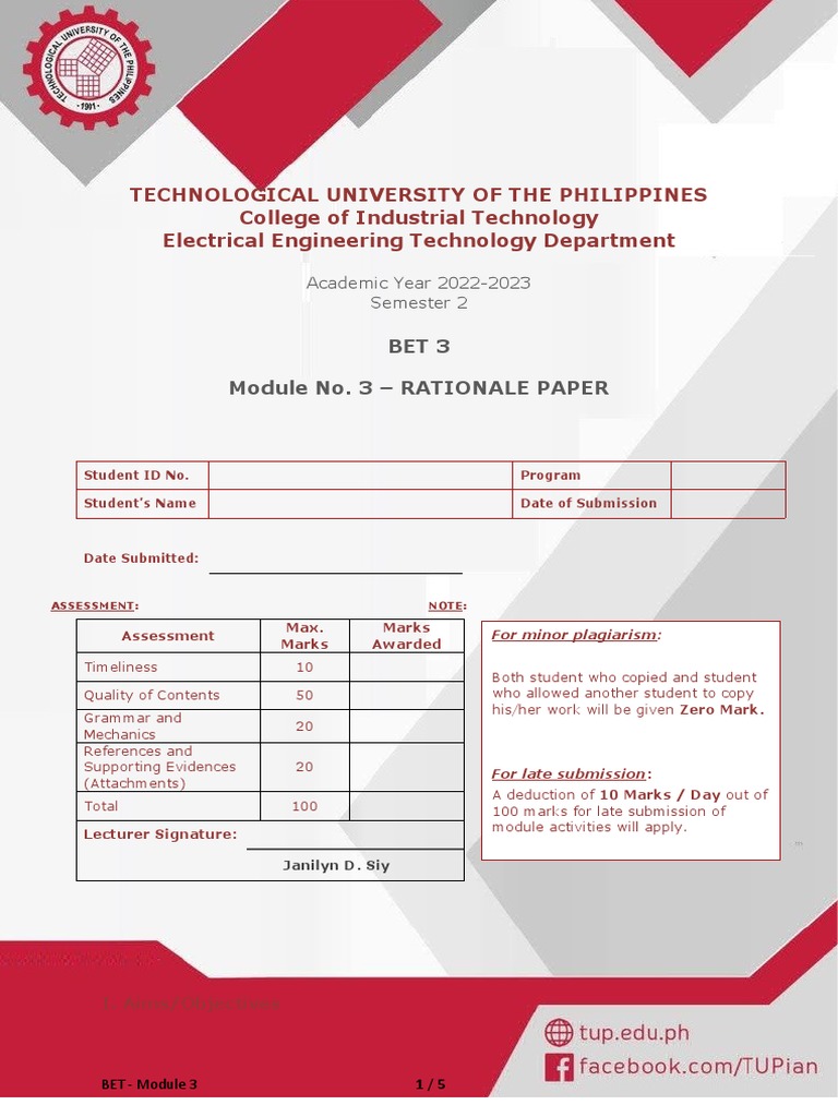 BET 3 - Module 3 Rationale Paper | PDF | Electricity | Computer Engineering