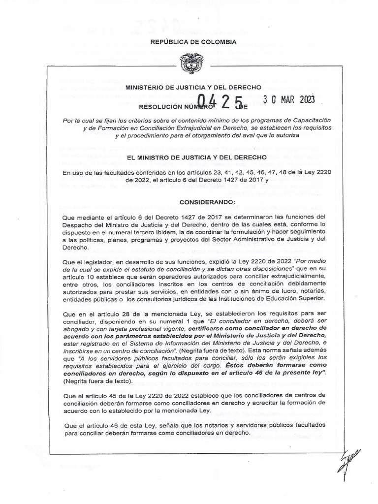 Resolución No. 0425 Del 30 de Marzo de 2023 | PDF