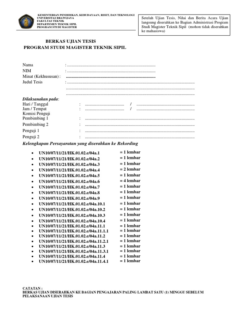 04a Form Ujian Tesis | PDF | Seni | Teknologi & Rekayasa