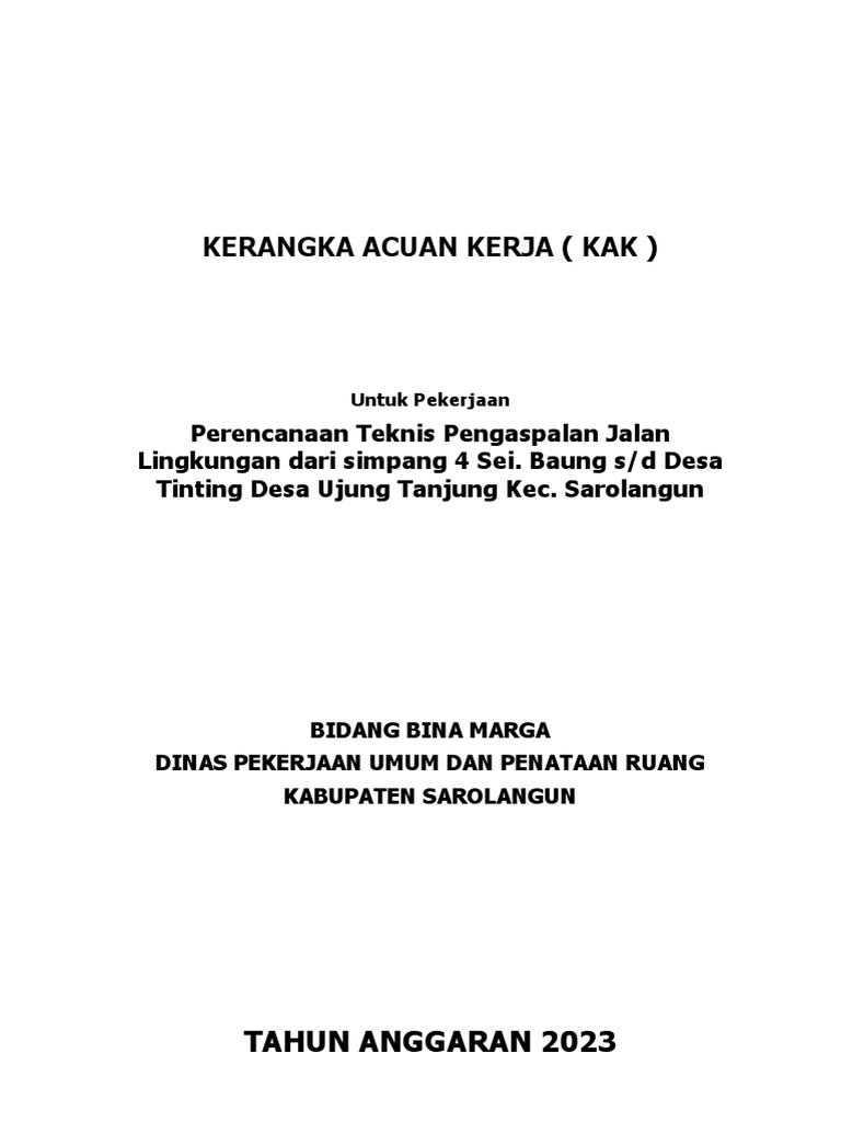 KAK PRC Jalan Simpang 4 Ds Sei Baung | PDF | Teknologi & Rekayasa