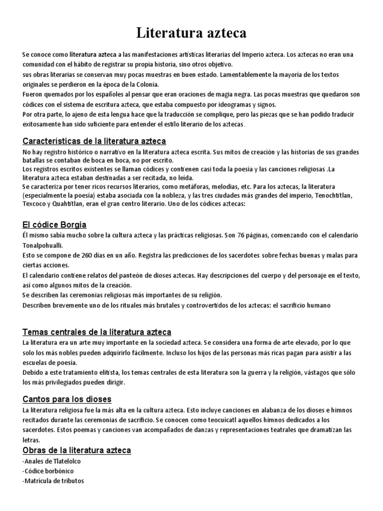 Literatura Azteca | PDF | Traducciones | Poesía