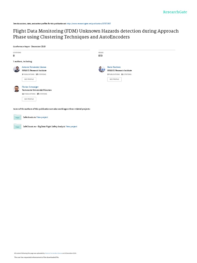 Flight Data Monitoring (FDM) Unknown Hazards Detection During Approach Phase Using Clustering ...