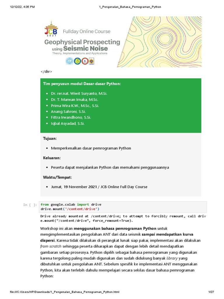 1 Pengenalan Bahasa Pemograman Python | PDF