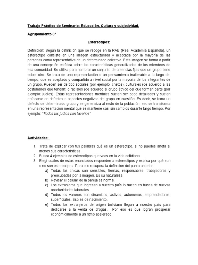 TP N2° Geo | PDF | Estereotipos | Mente