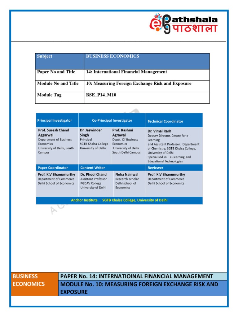 Measuring Foreign Exchange Risk and Exposure | Download Free PDF ...