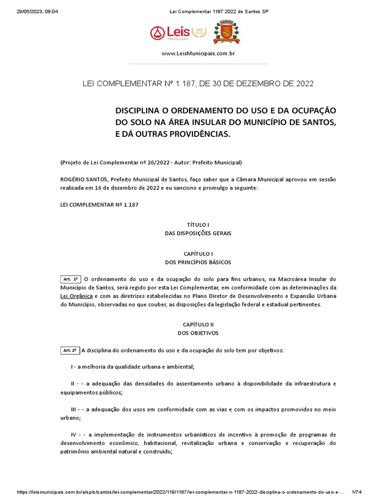 Lei Complementar nº 1.181-2022 - Plano Diretor de Desenvolvimento e Expansão Urbana de Santos ...