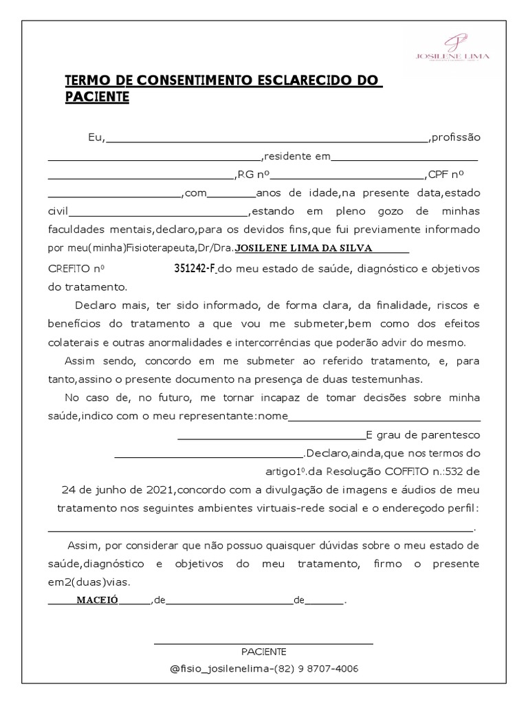 Tcle Dra Josilene Lima | PDF