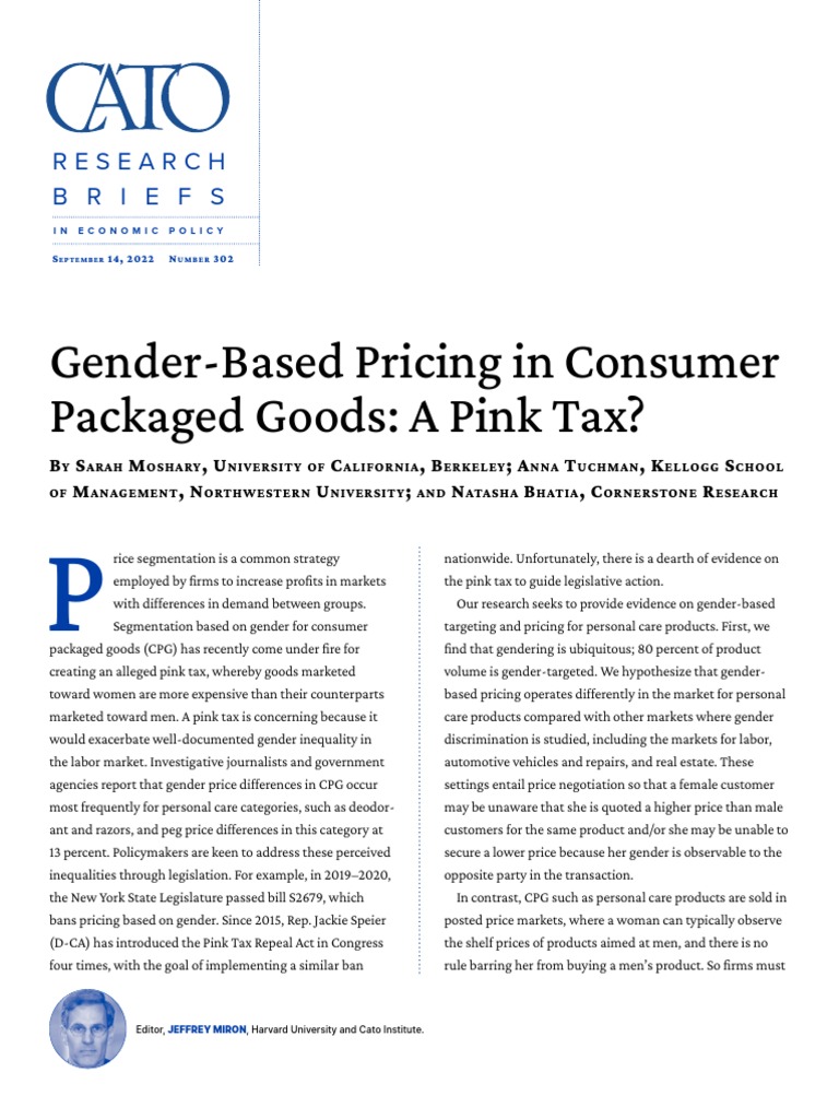 Gender‐ Based Pricing in Consumer Packaged Goods: A Pink Tax? | PDF ...