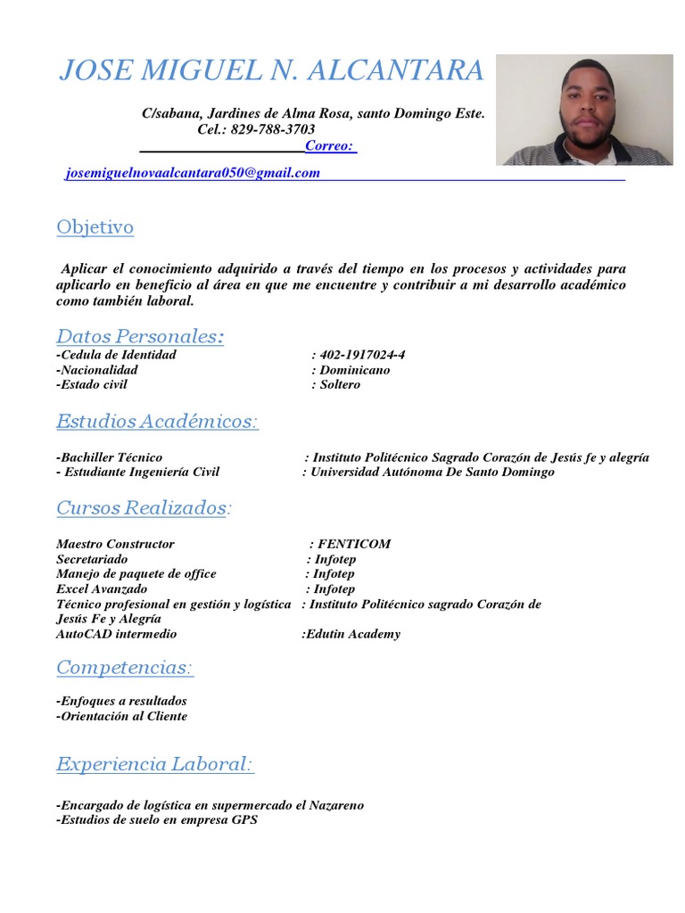 Curriculum Vitae, Jose Miguel Nova Alcantara (2) - 230531 - 080440 | PDF