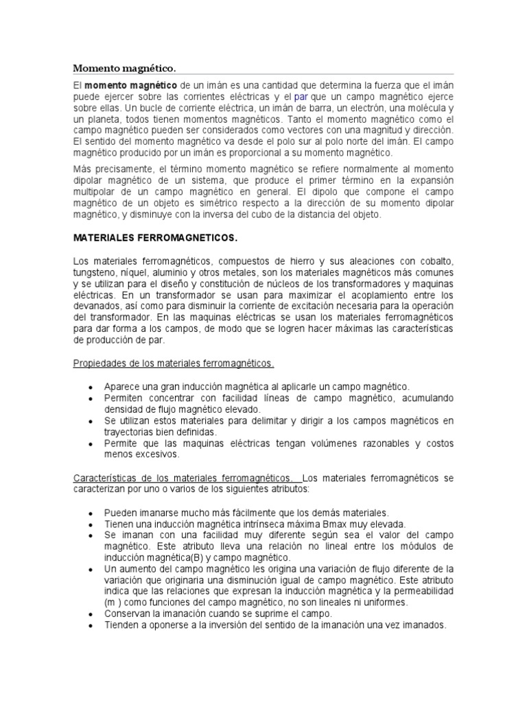 Momento Magnético | PDF | Magnetización | Campo magnético