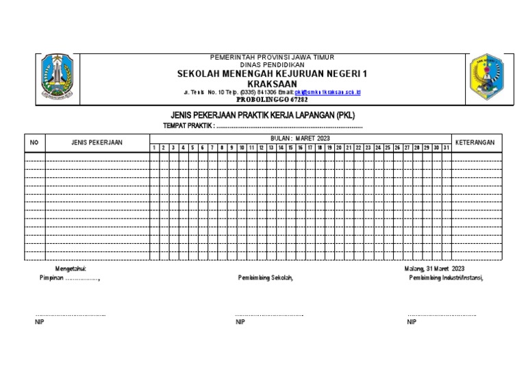 Form jenis pekerjaan PKL | PDF