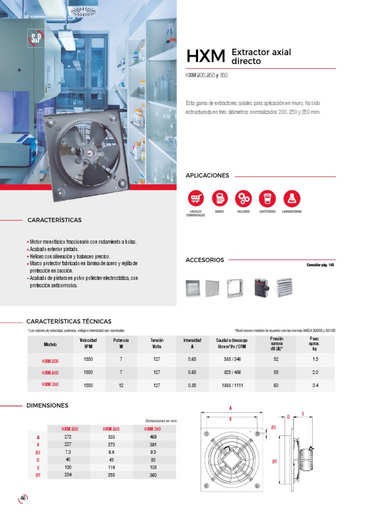 S&P Extractor Axial HXM 200-250-350 | PDF | Electricidad | Ingenieria ...