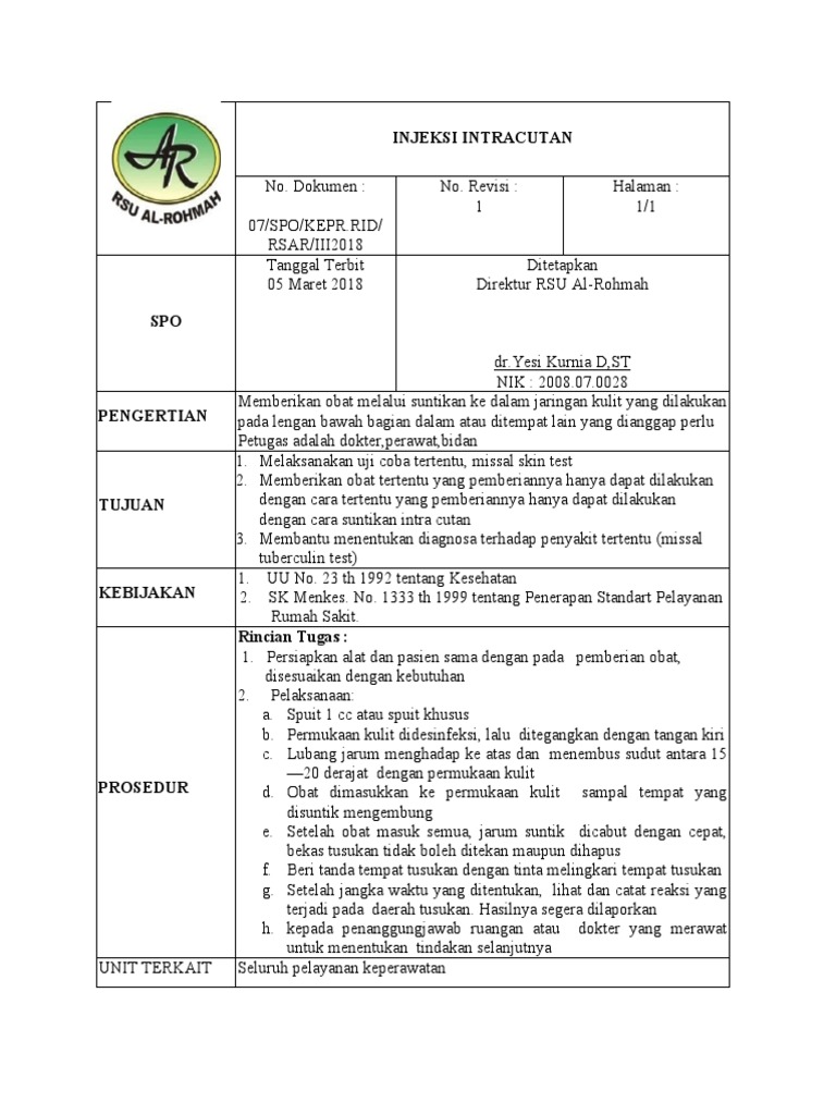 Spo INJEKSI INTRACUTAN | PDF