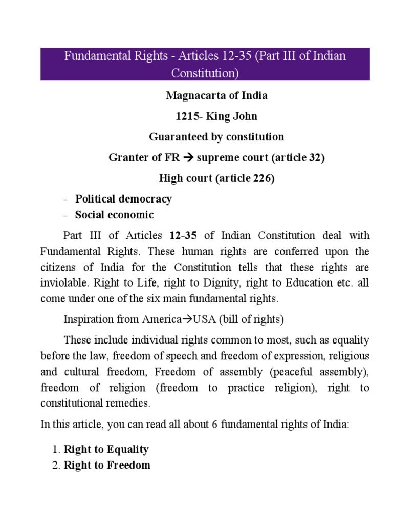 Fundamental Rights | PDF