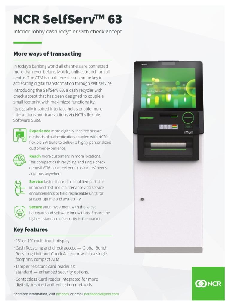 SelfServ 63 Datasheet (English US) | Download Free PDF | Automated Teller Machine | Computer ...
