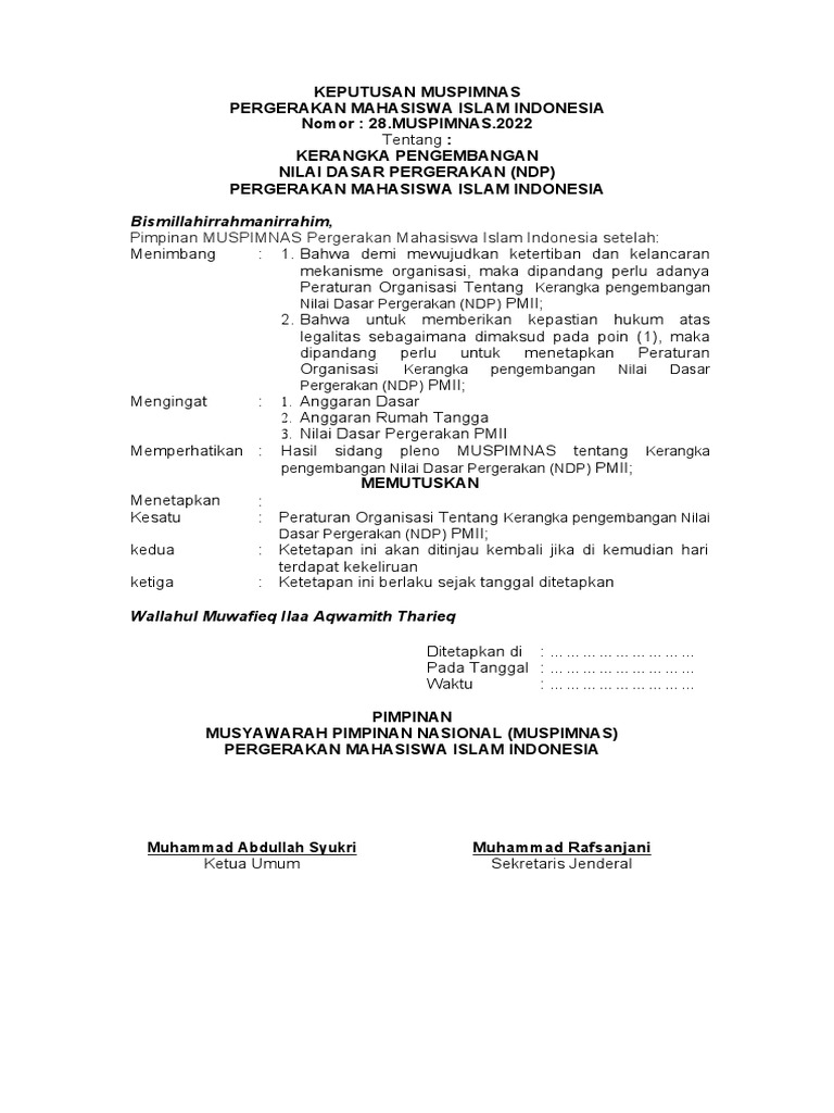 Kerangka Pengembangan NDP PMII | PDF