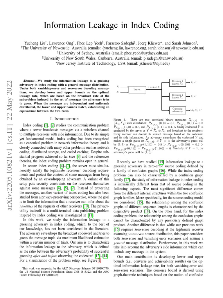 Informational Leakage In Index Coding Pdf