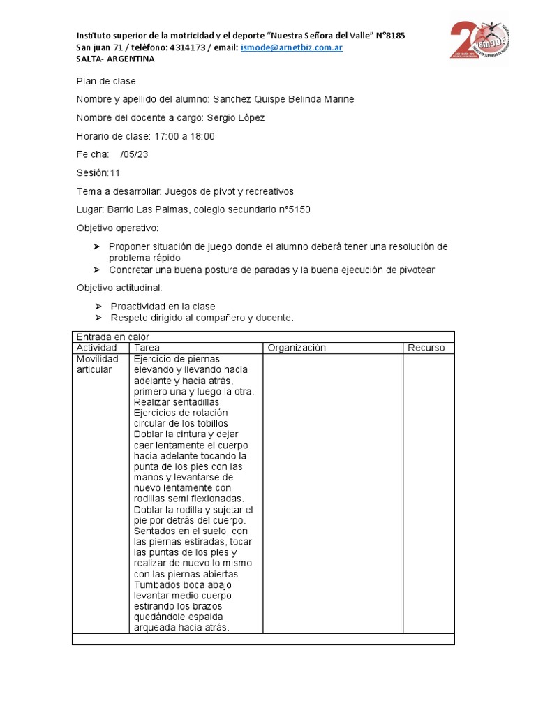 Plan de Clase 11 | PDF