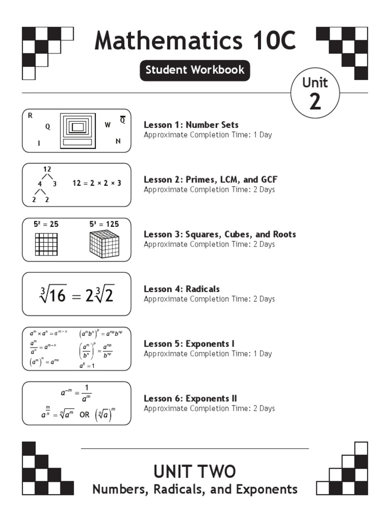 Math 10C - Unit 2 Workbook | PDF | Numbers | Exponentiation