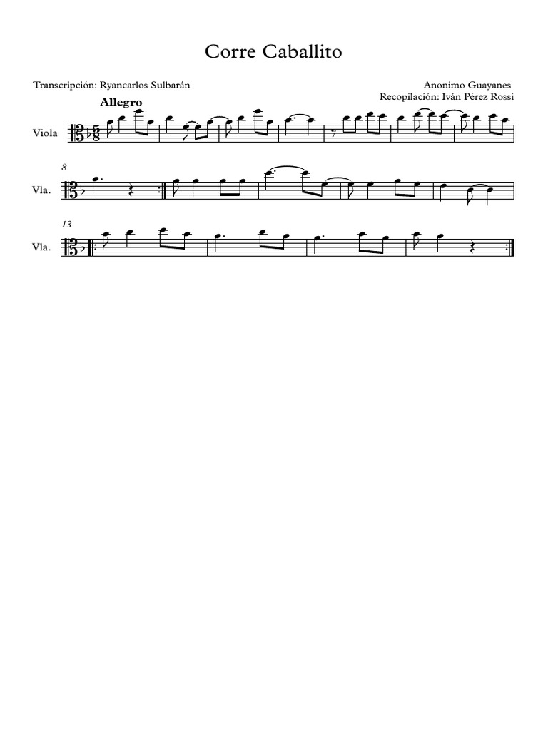 Corre Caballito Fa Mayor - Partitura Completa | PDF