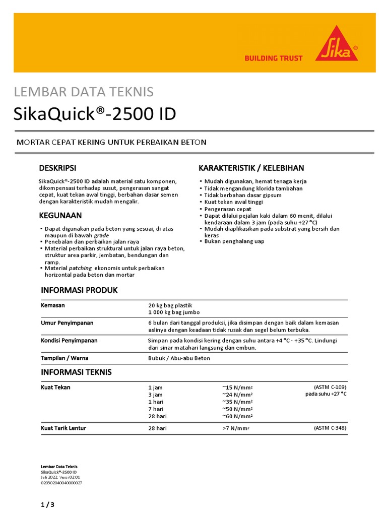 Sikaquick 2500 Id | PDF