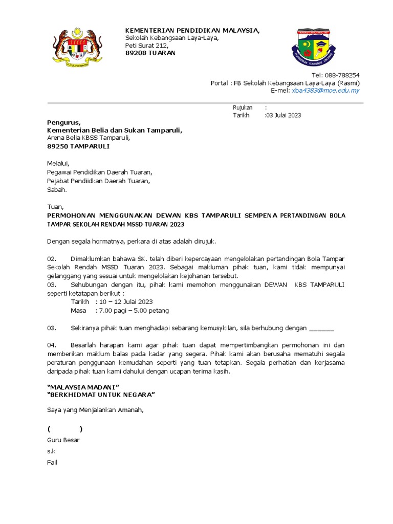 Surat Pinjam Dewan Kbs | PDF