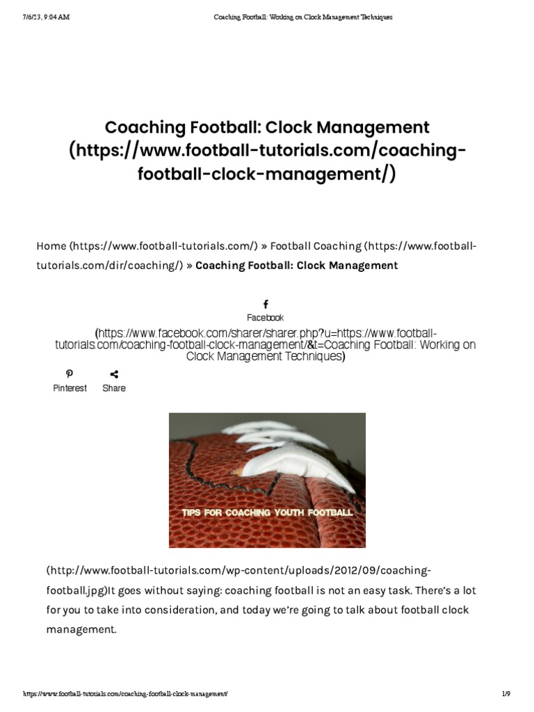 Coaching Football - Working On Clock Management Techniques | PDF ...