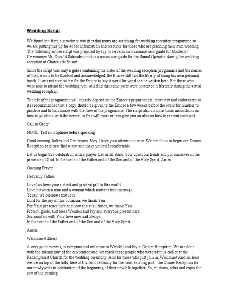 Wedding Script 2021 | PDF | Wedding | Marriage