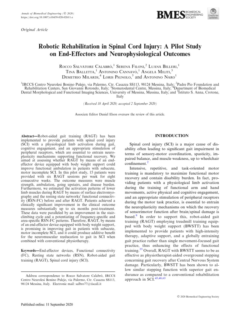 Calabro Et Al. 2020 | PDF | Spinal Cord Injury | Electroencephalography