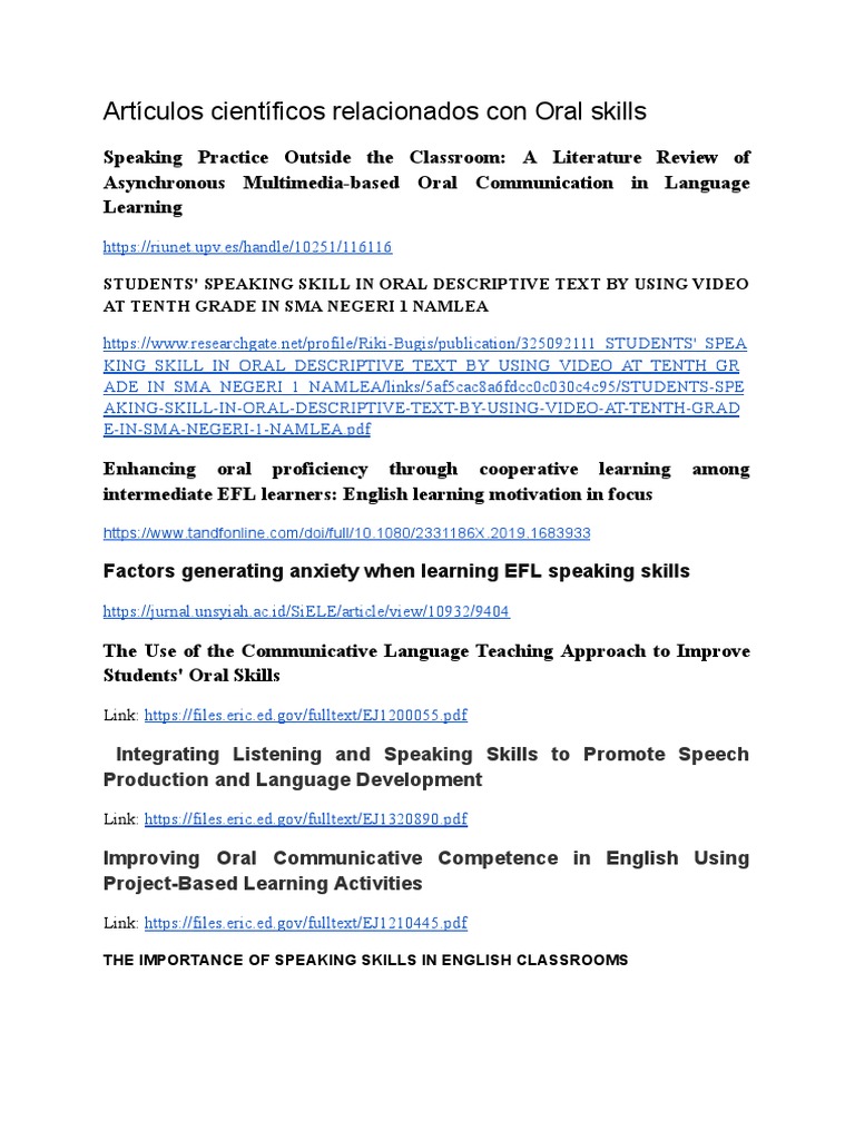 Scientific Articles About Language Skills Acquisition | PDF | Language ...