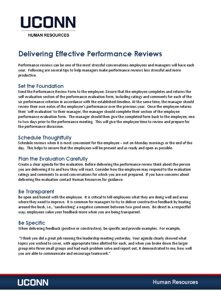 Delivering Performance Reviews | PDF
