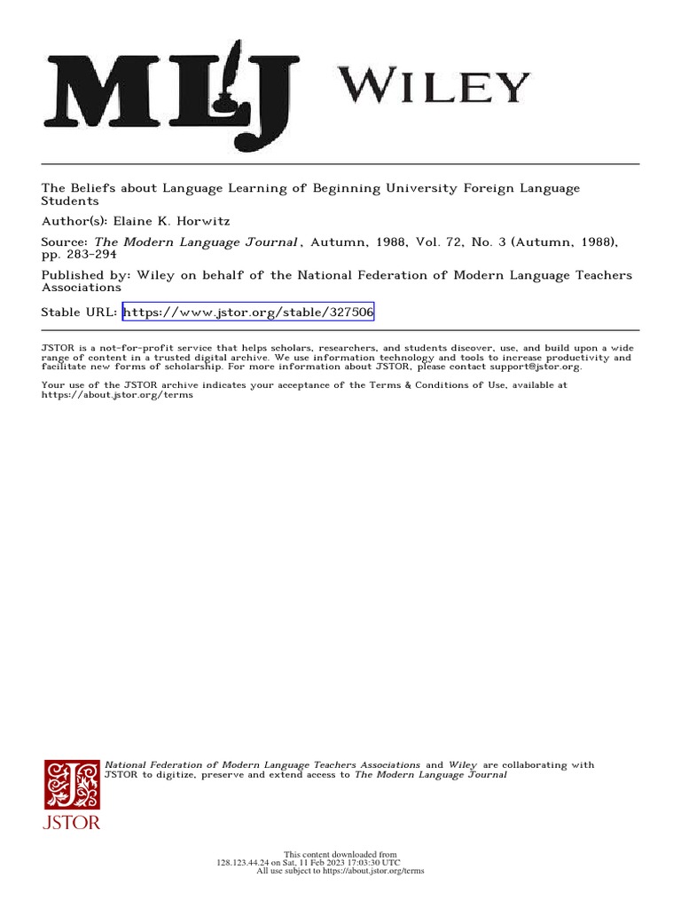 Uni Students' Language Beliefs | PDF | Fluency | Second Language